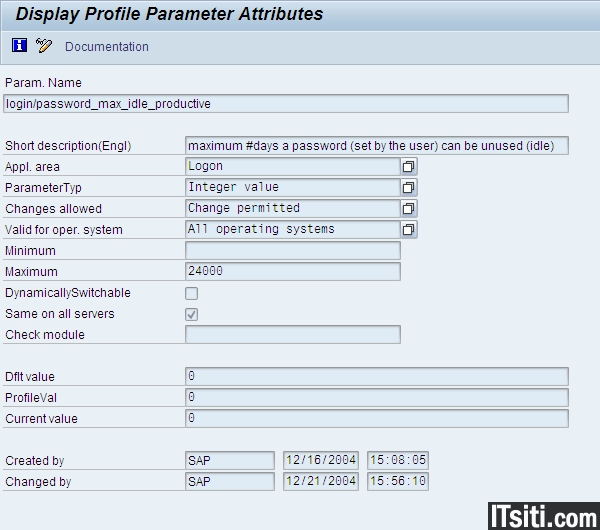SAP Parameter: login/password max idle productive