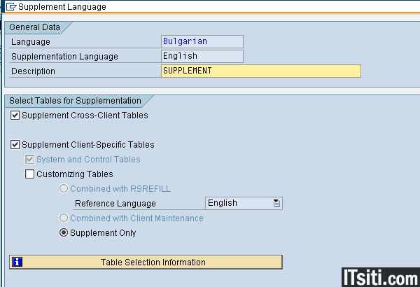 SAP Language Supplementation