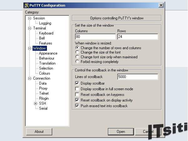 Increase PuTTY Lines of Scrollback