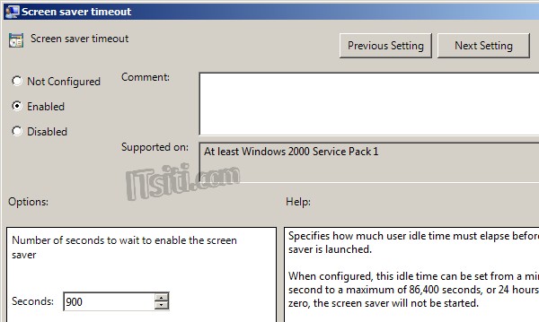 Set the Windows Screen Saver Timeout