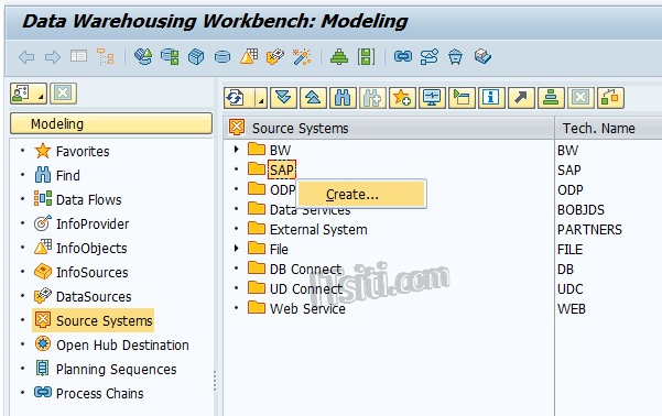 RSA1: Create Source System Connection to SAP System