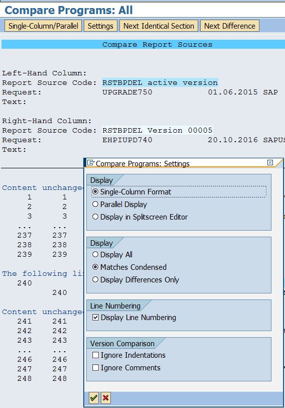 How to Compare ABAP Program Source Code Internally / Remotely